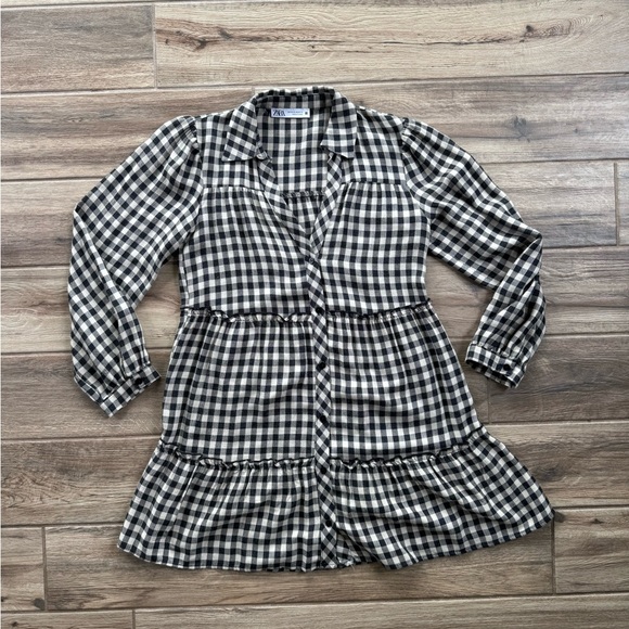 Zara | Dresses | Zara Black And White Checkered Dress | Poshmark